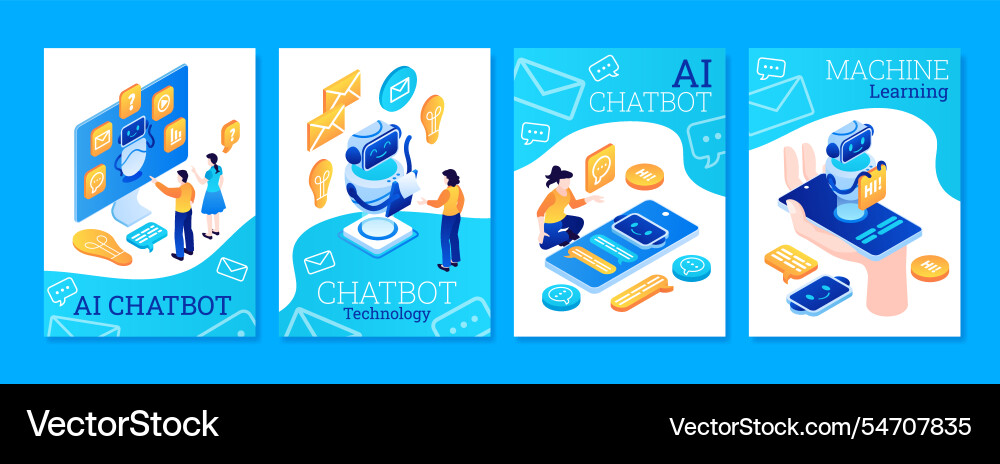Conversational ai chatbot isometric vertical Vector Image