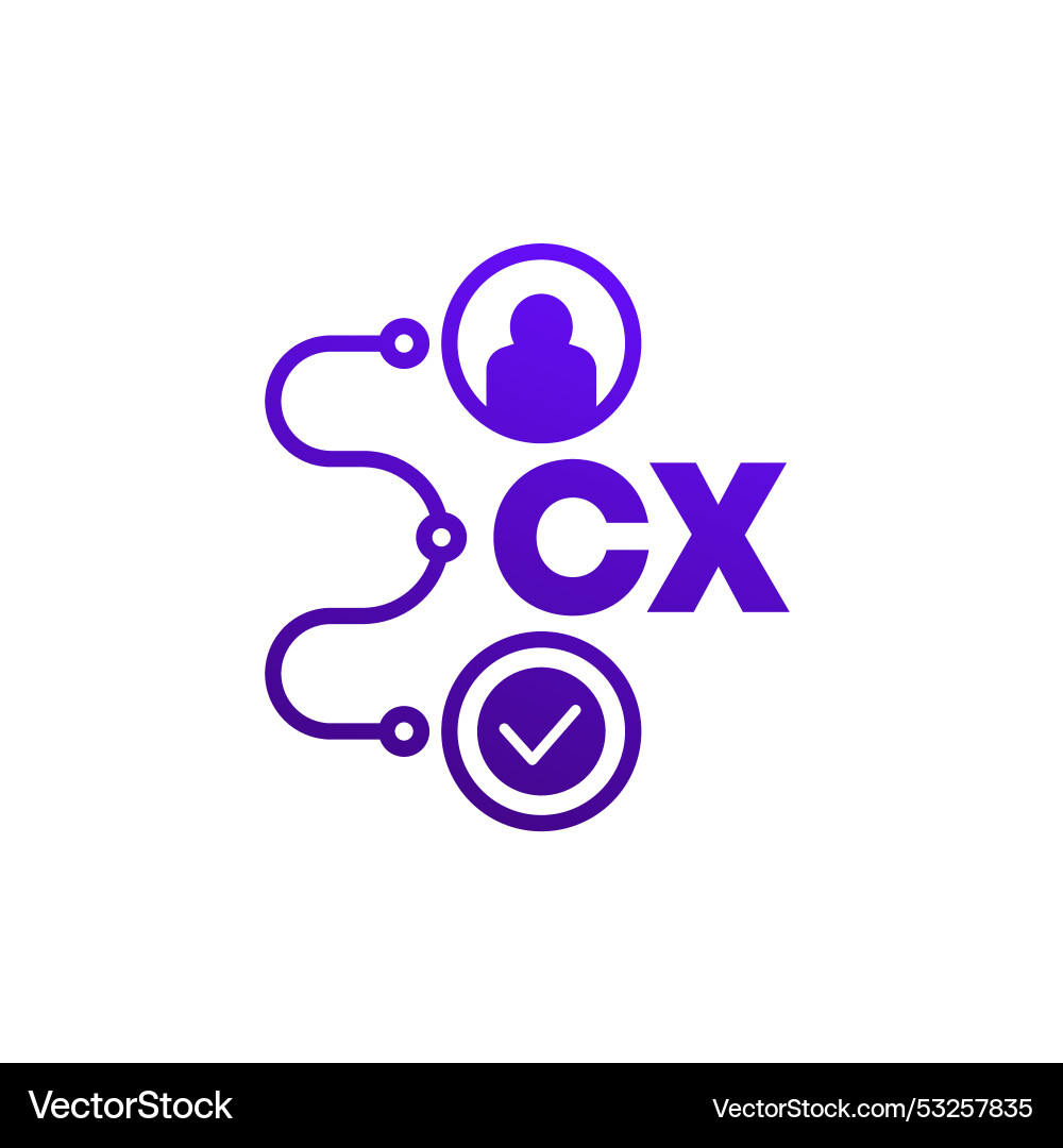 Cx customer experience icon on white Royalty Free Vector