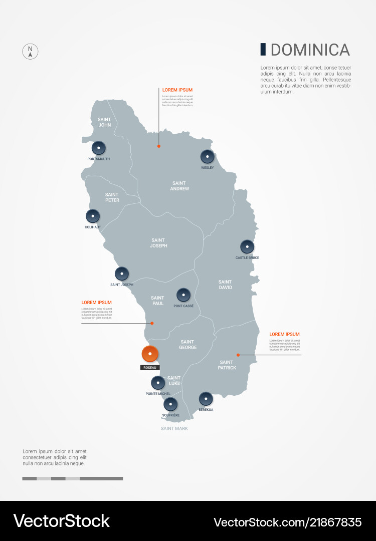 Dominica infographic map Royalty Free Vector Image