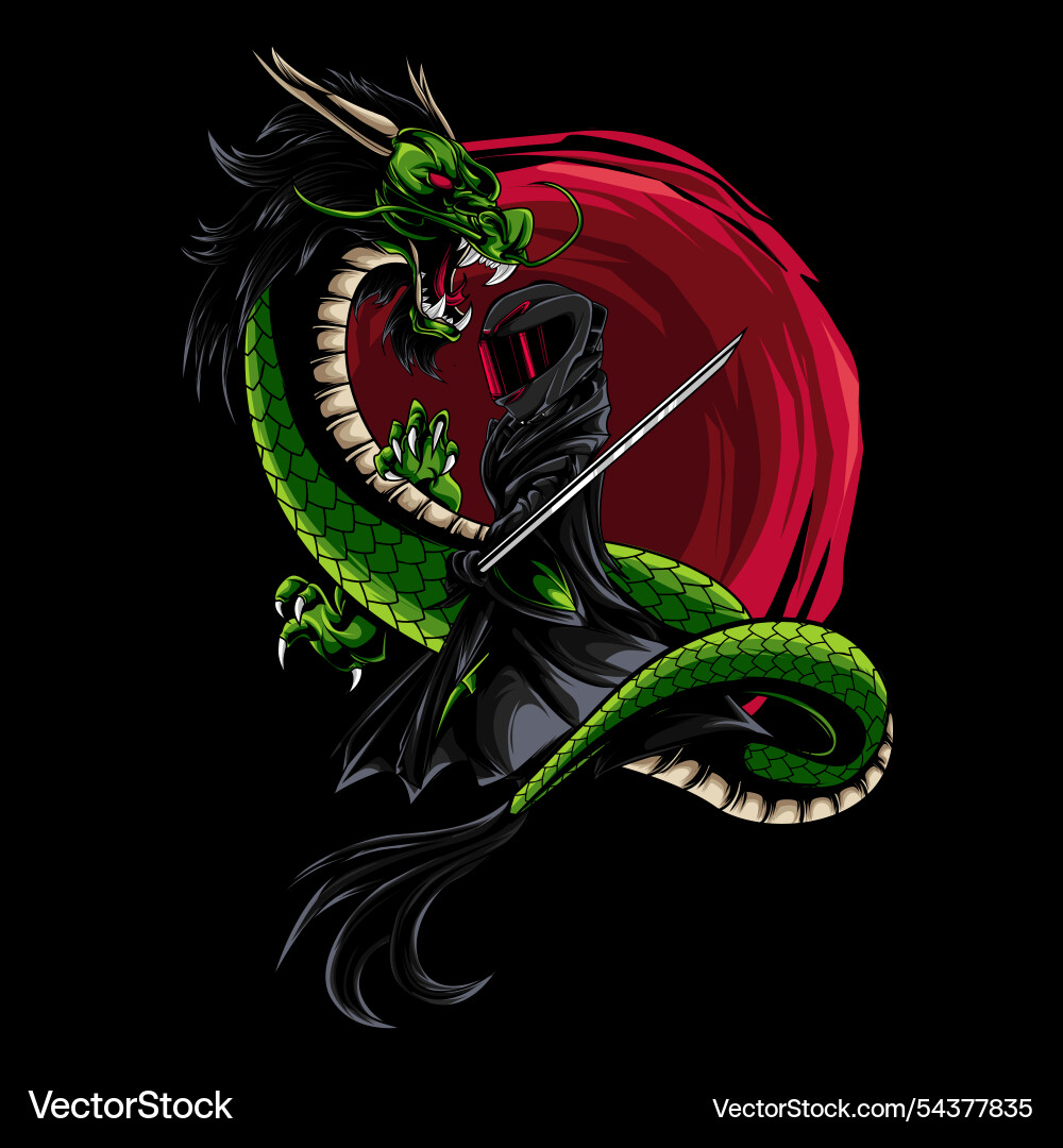 Dragon samurai rider Royalty Free Vector Image