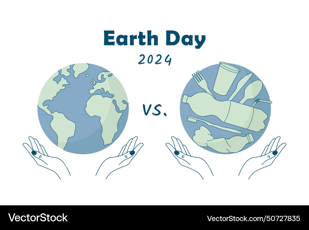 Earth day 2024 theme planet vs plastics beat Vector Image