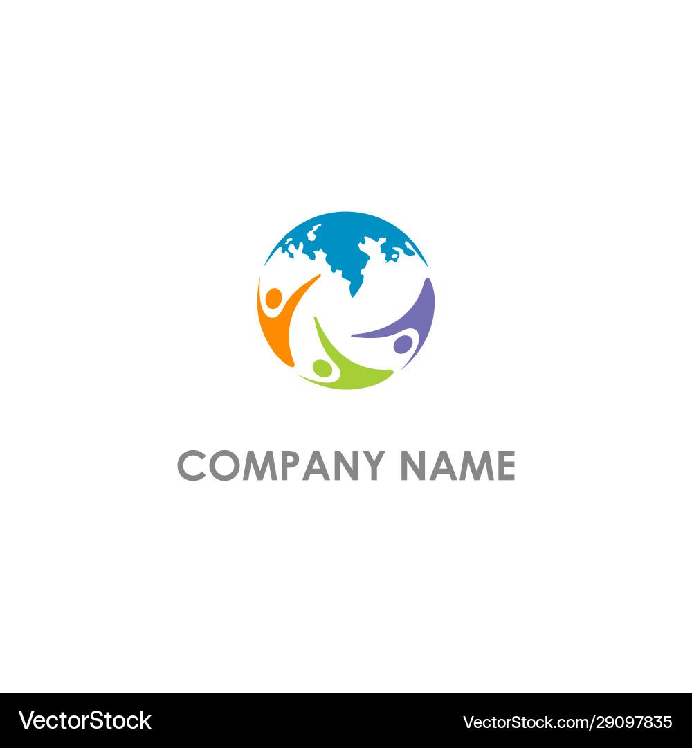 Earth world unity people logo Royalty Free Vector Image