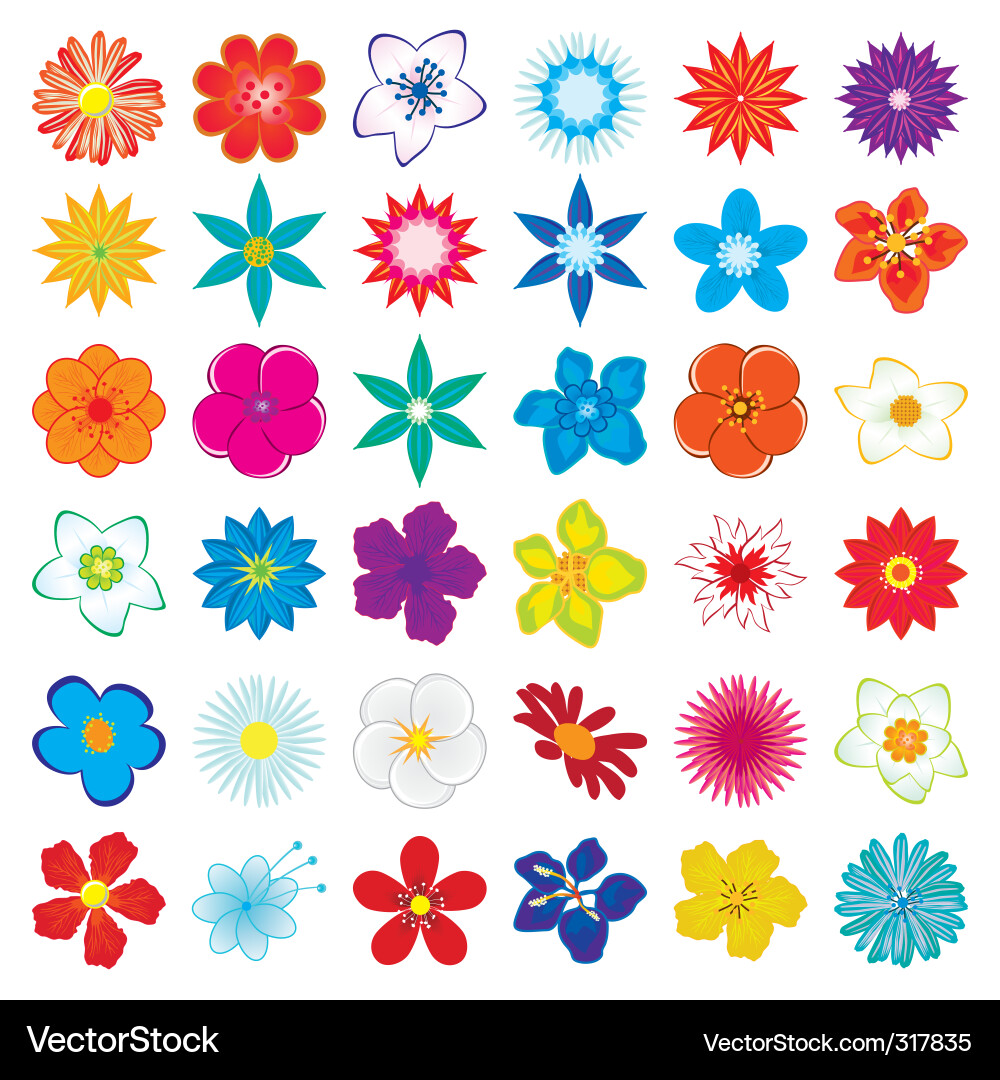 Flower set Royalty Free Vector Image - VectorStock