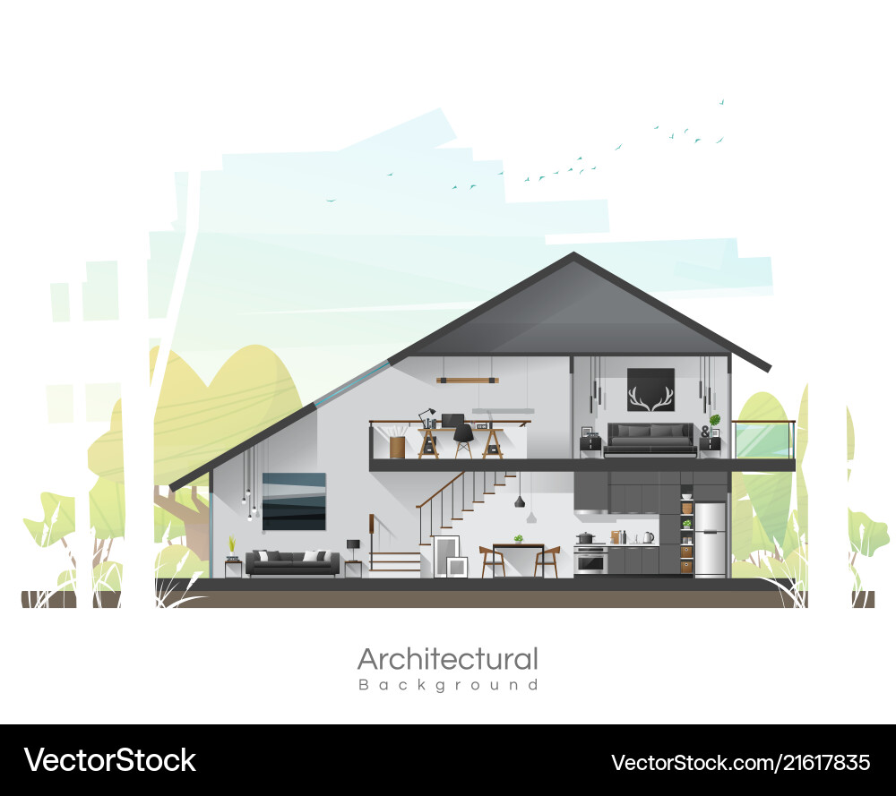 House Interior Cross-Section Royalty Free Vector Image