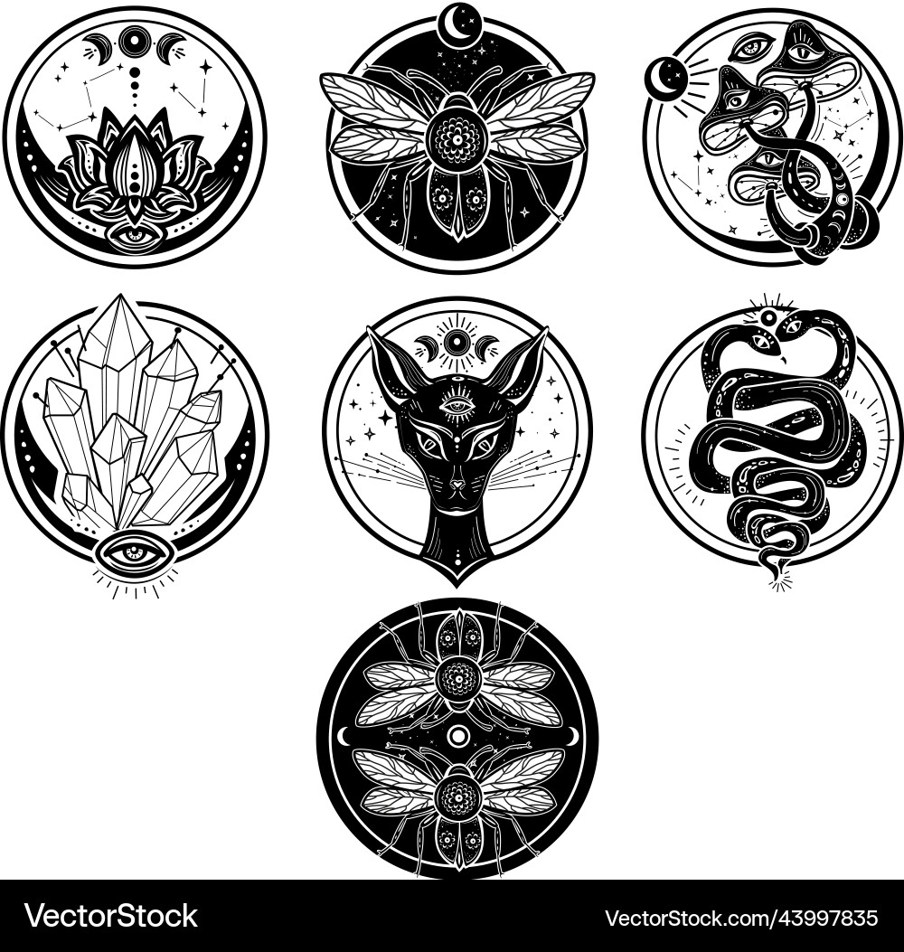 Mystical and esoteric elements magic Royalty Free Vector