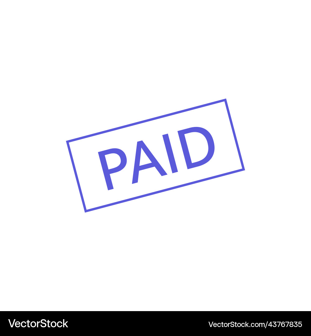 Paid blue stamp on white background Royalty Free Vector