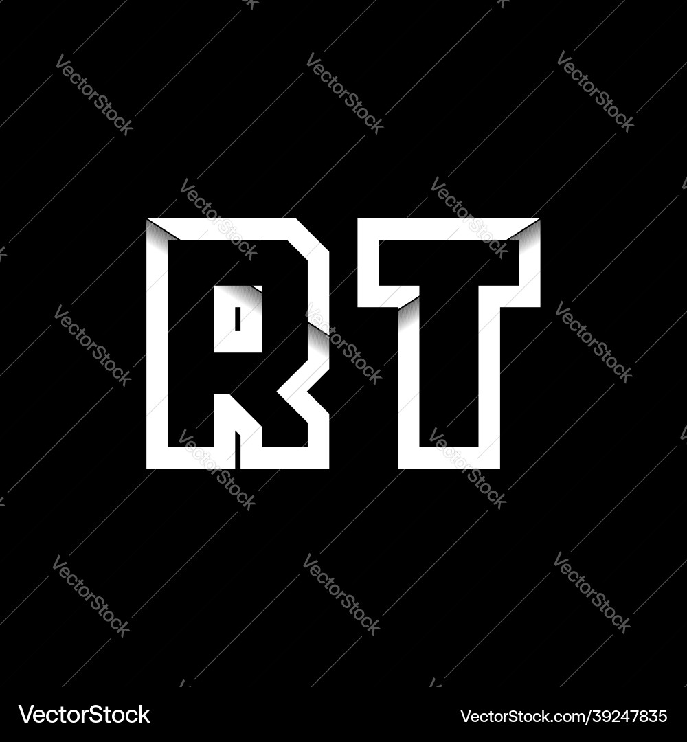 Rt monogram envelope shape style Royalty Free Vector Image