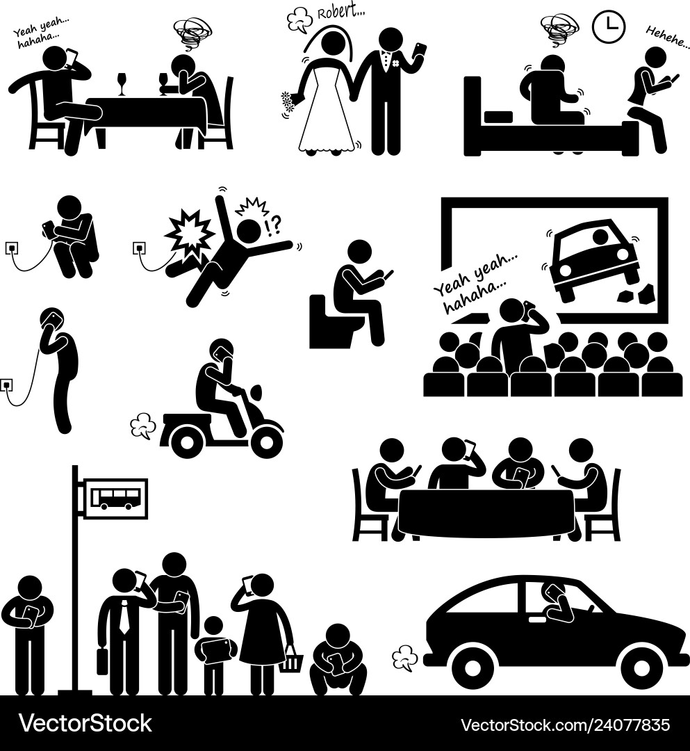 Smartphone Addiction Icons Royalty Free Vector Image