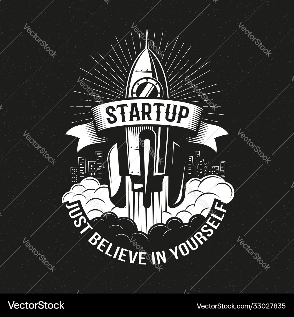 Startup vintage logo Royalty Free Vector Image