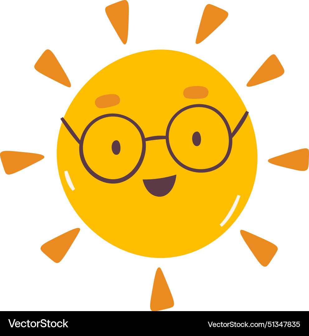 Sun character with eyeglasses Royalty Free Vector Image
