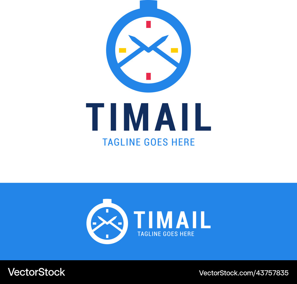 Time mail logo icon design logotype clock Vector Image