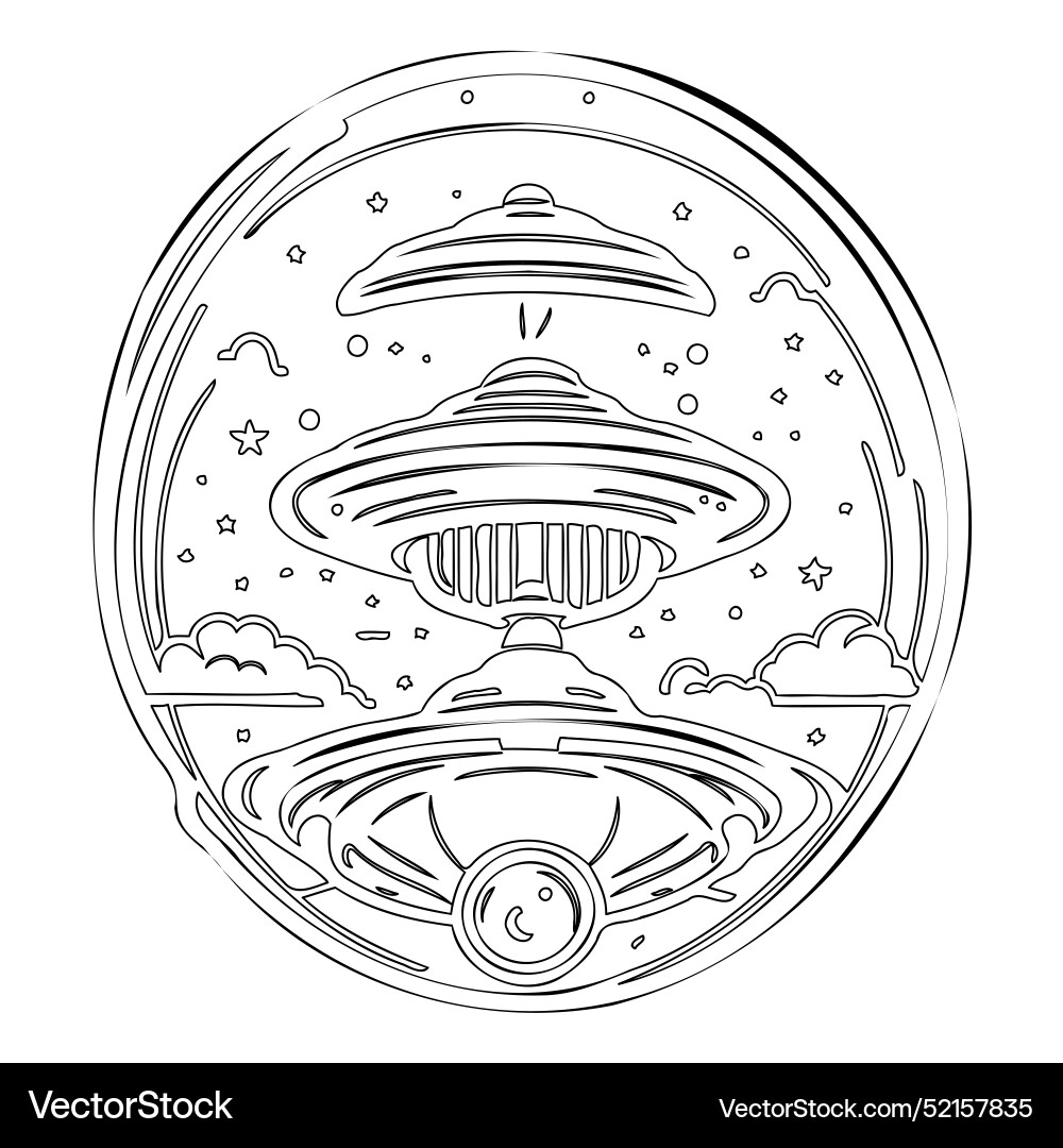 Ufo outline sketch Royalty Free Vector Image - VectorStock