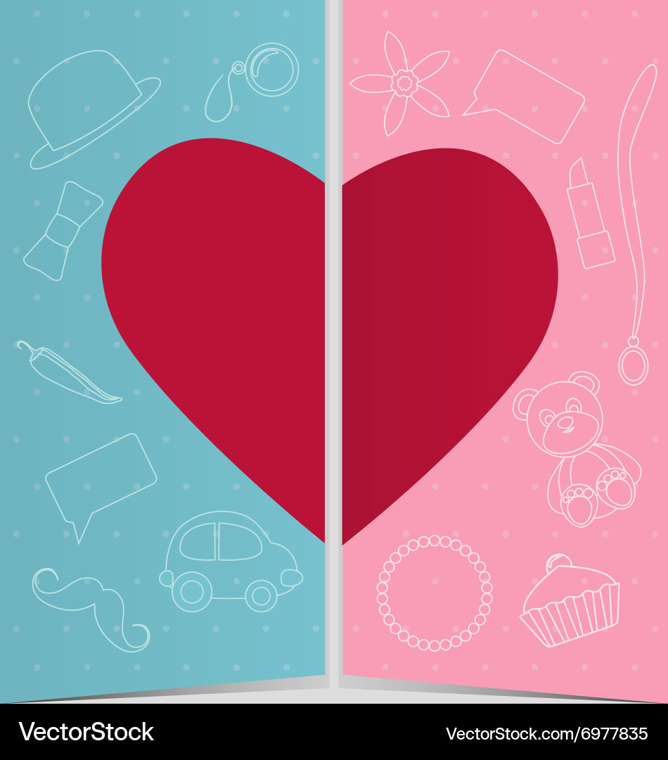 Valentine decor with two half heart Royalty Free Vector