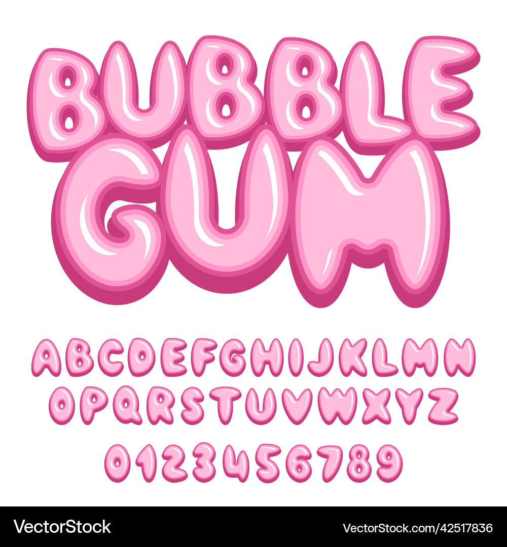Bubble gum font Royalty Free Vector Image - VectorStock