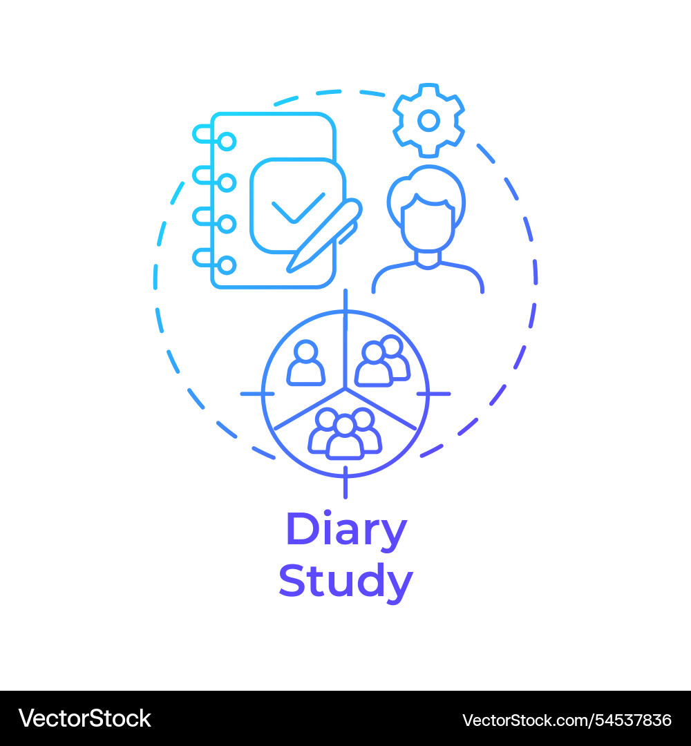 Diary study blue gradient concept icon Royalty Free Vector