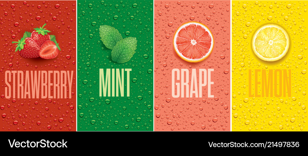 Drinks and juice background with drops Royalty Free Vector