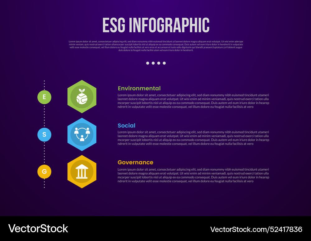Esg infographic template with creative hexagon Vector Image