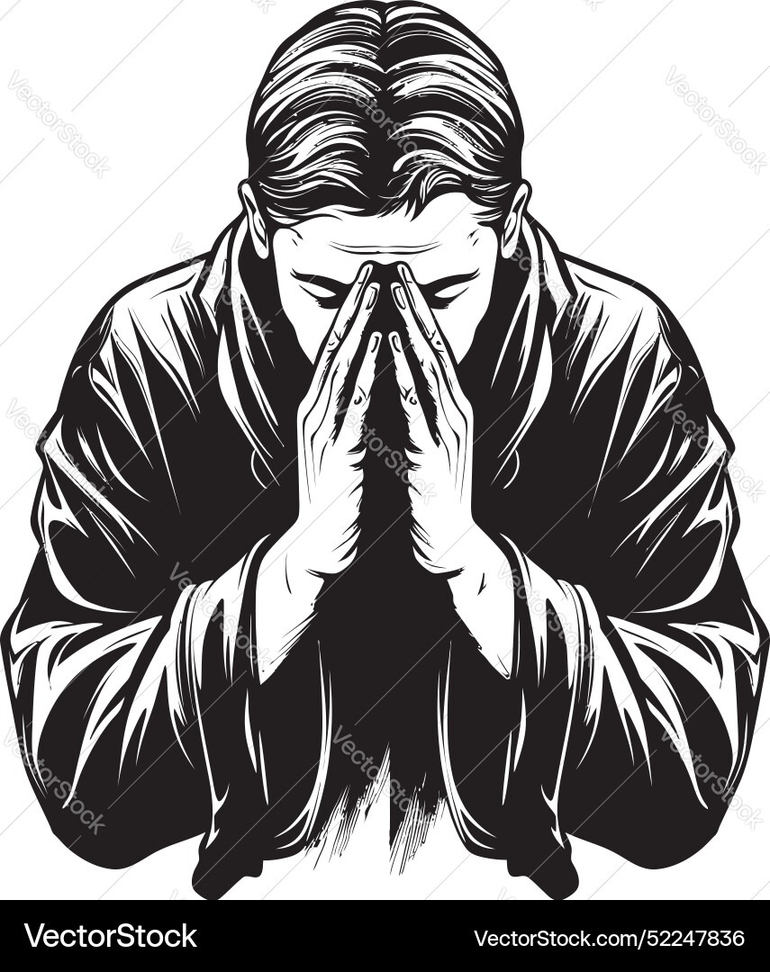 Graceful gestures black design of praying man Vector Image