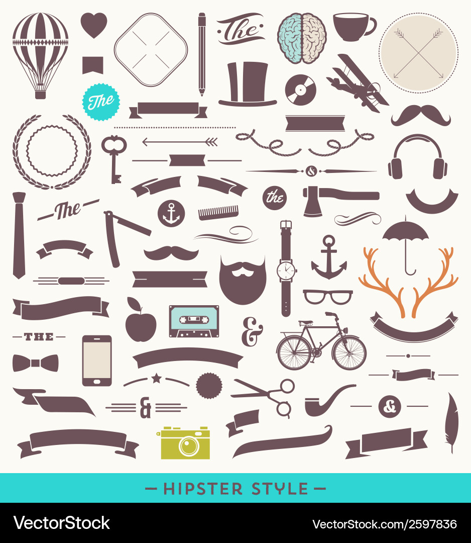 Hipster style set Royalty Free Vector Image - VectorStock