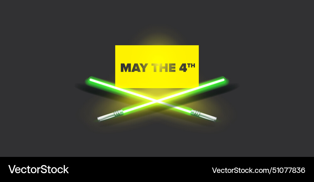 May the 4th with glowing light Royalty Free Vector Image