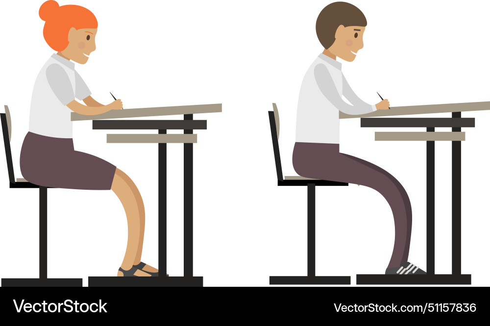 Students sitting at desk on lesson icon Royalty Free Vector