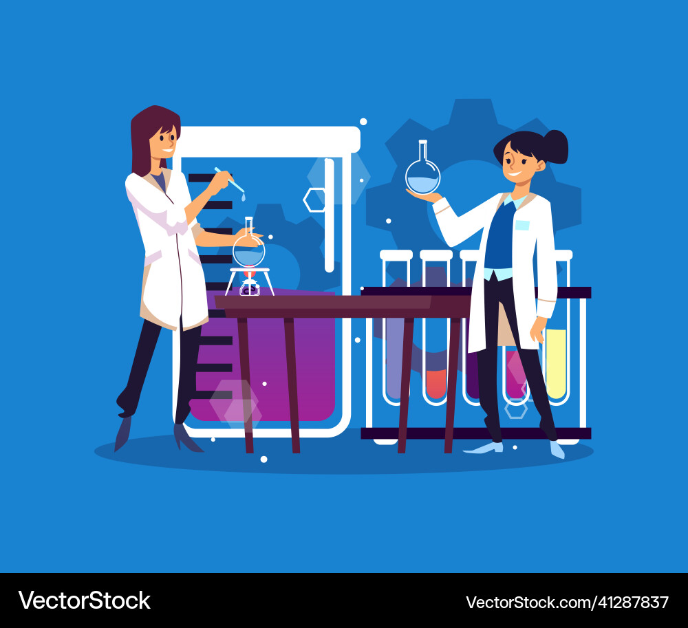 Biomedical Laboratory with Scientists Royalty Free Vector