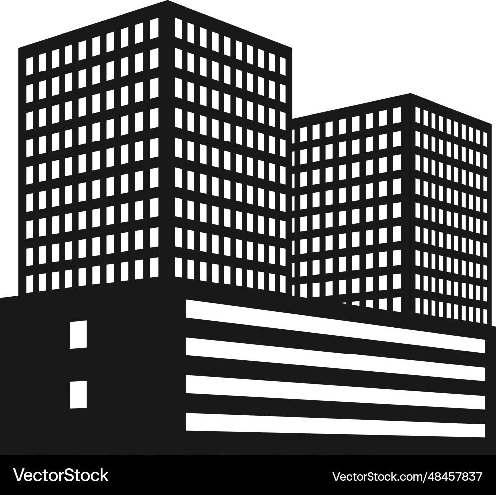 Business office building icon downtown black logo Vector Image