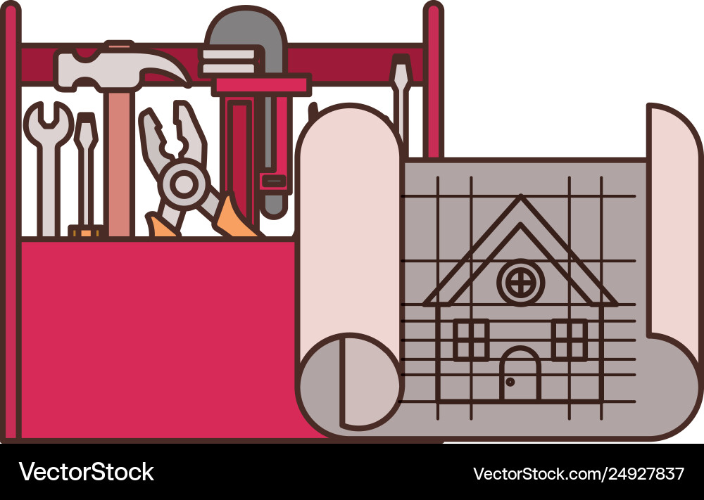 Construction tool box isolated icon Royalty Free Vector