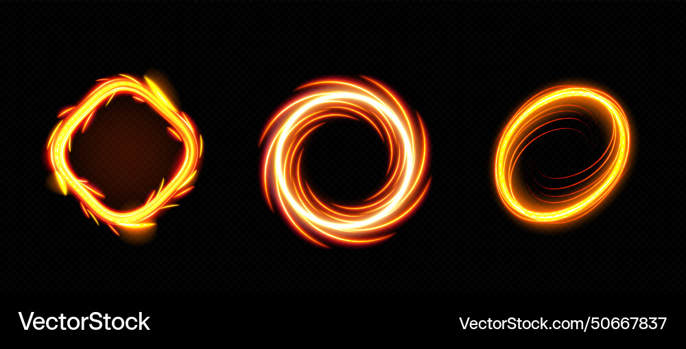 Fire frames set isolated on transparent background