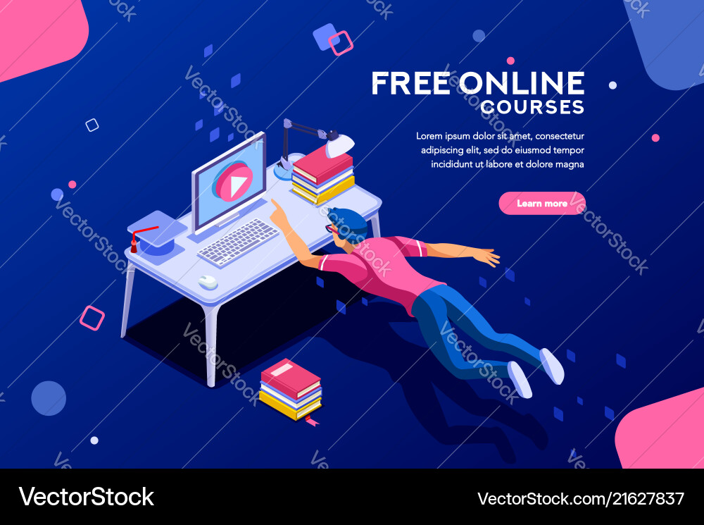 Free online courses template Royalty Free Vector Image
