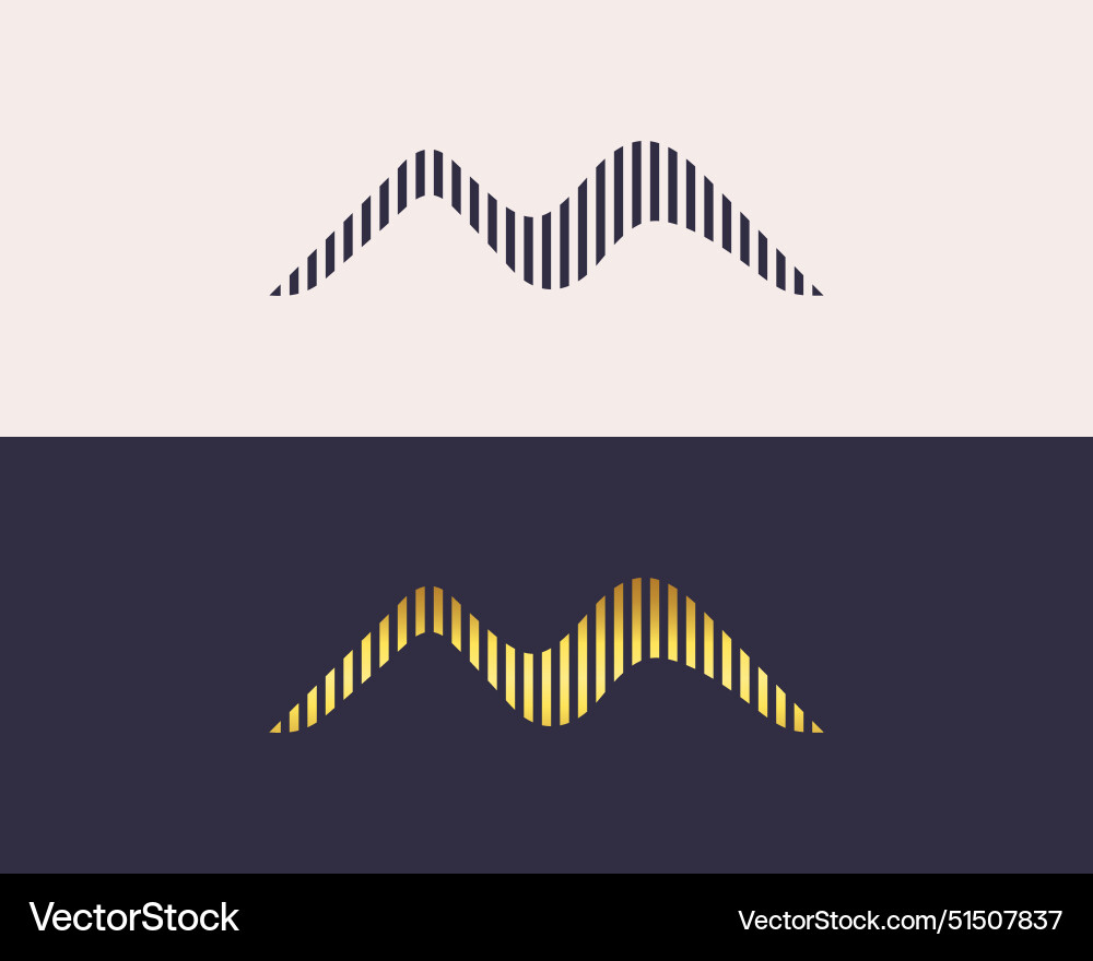 Mountain letter m line art logo design Royalty Free Vector