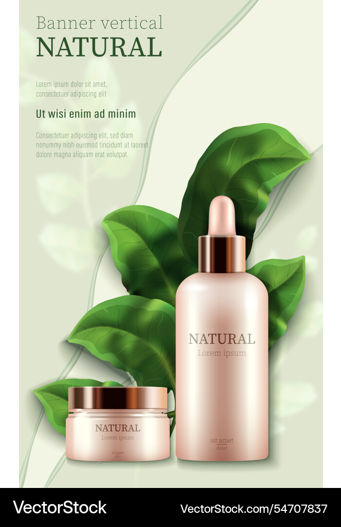 Natural cosmetics products realistic vertical Vector Image