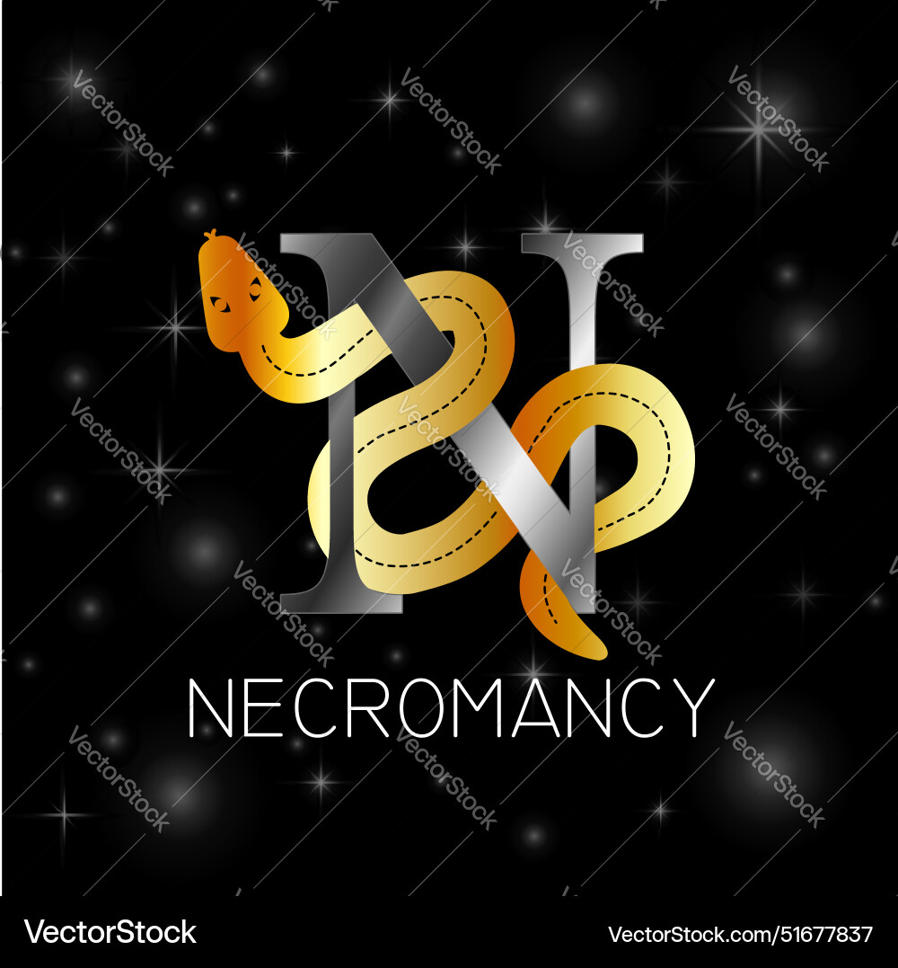 Necromancy symbol with snake and alphabet n Vector Image
