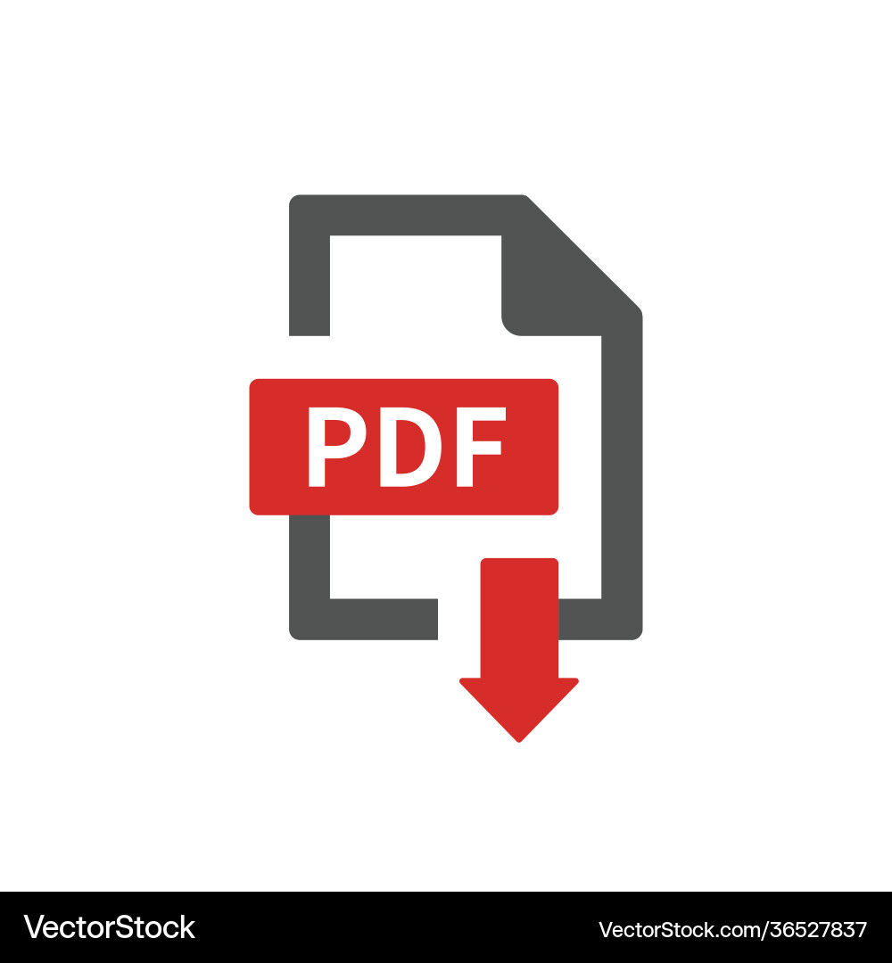 Pdf file download with arrow icon Royalty Free Vector Image