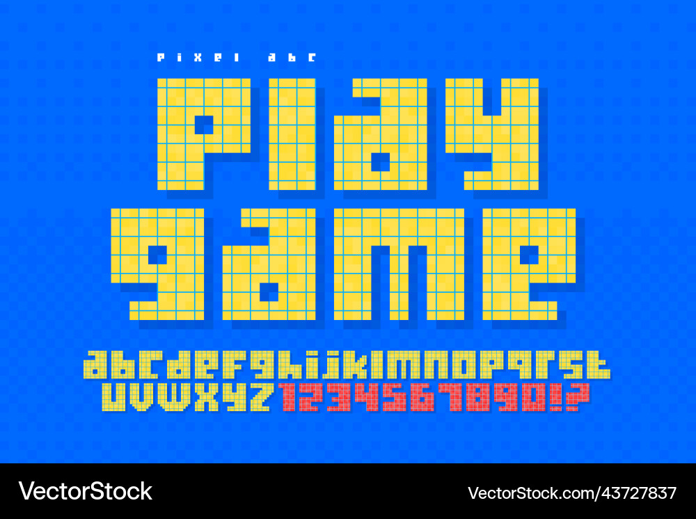 Pixel alphabet design stylized like in 8 Vector Image