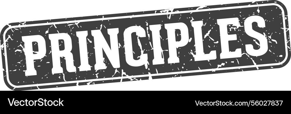 Principles rectangular sign principles stamp Vector Image