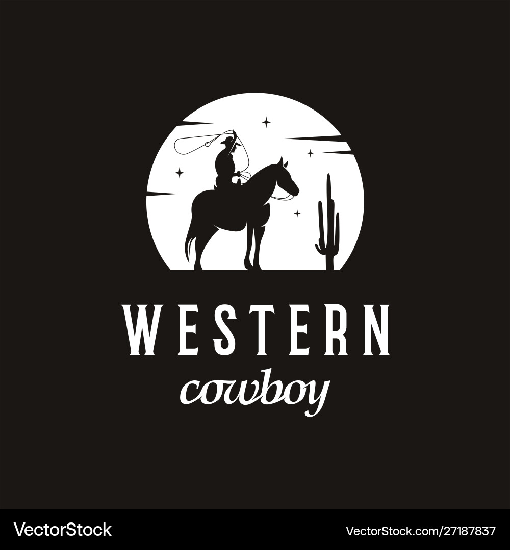 Simple cowboy silhouette logo design Royalty Free Vector