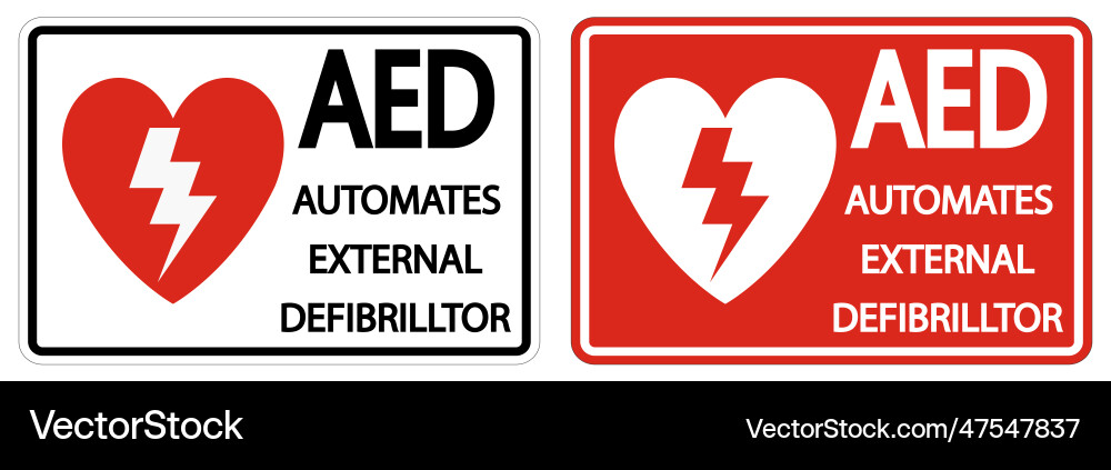 Symbol aed sign label on white background Vector Image