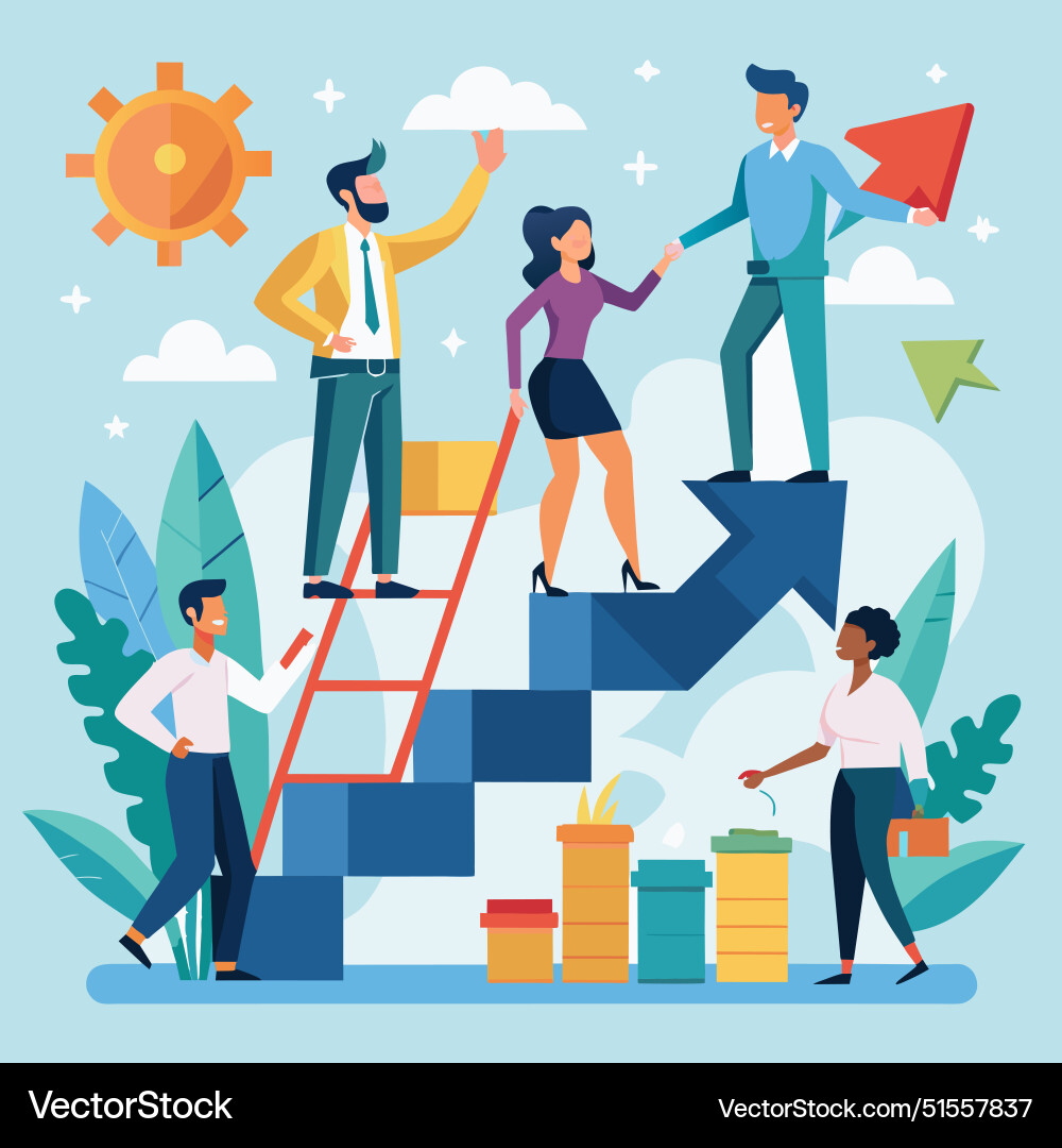Teamwork to success together employee career path Vector Image