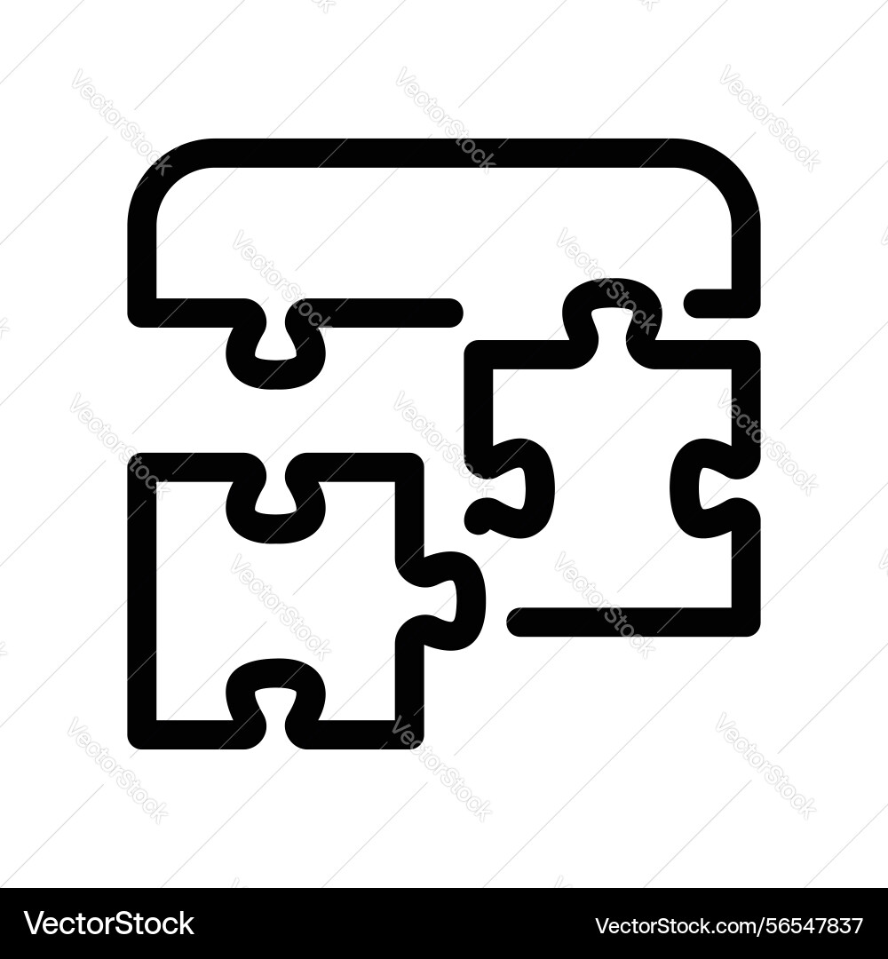 Three interlocking jigsaw puzzle pieces forming Vector Image