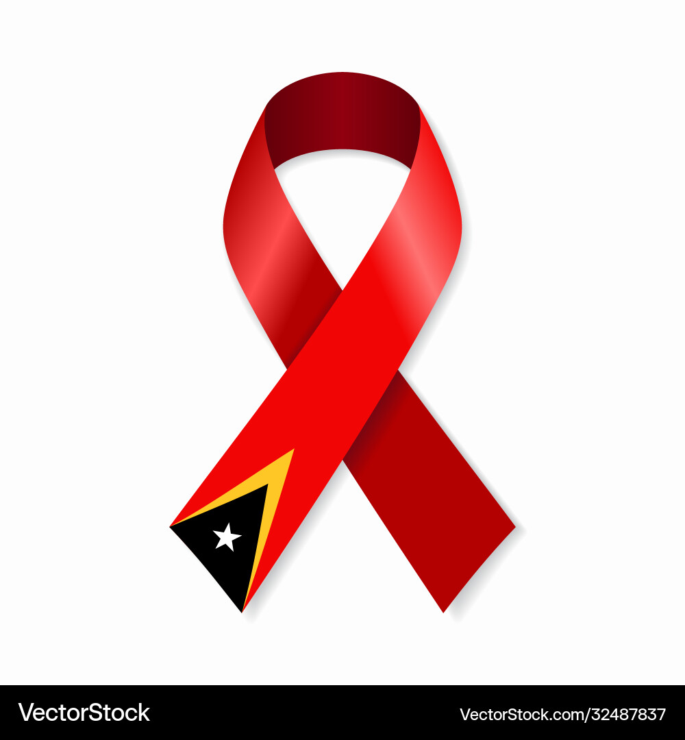 Timor-leste flag stripe ribbon on white background