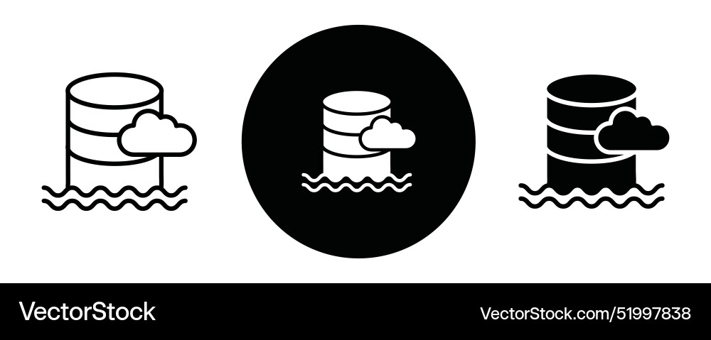Data lake outline icon collection or set Vector Image