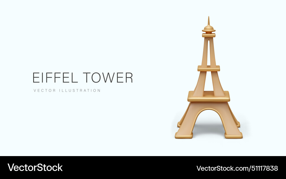 Eiffel tower in 3d style metal monument symbol Vector Image