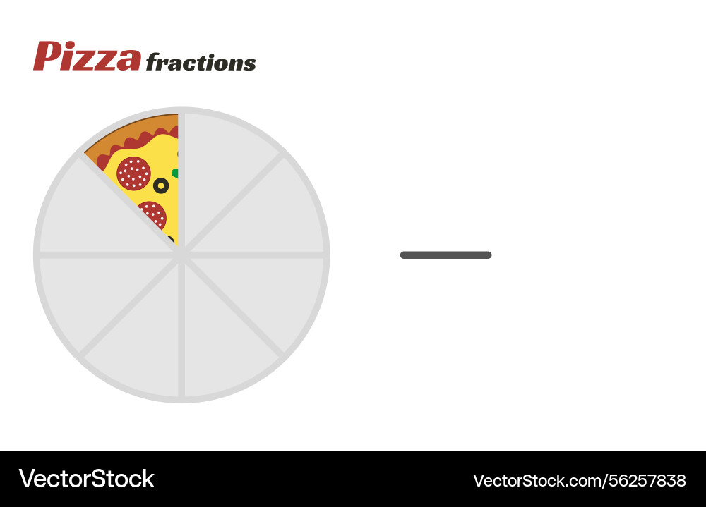 Fraction pizza worksheet in mathematics write Vector Image