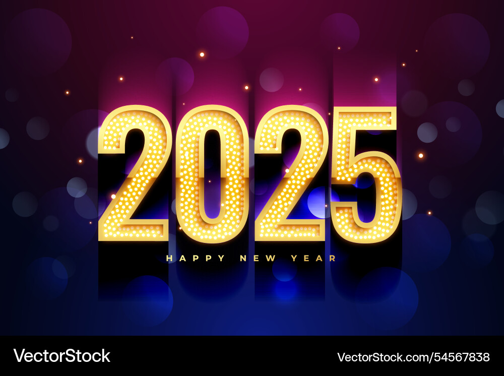 Glowing sparkle 2025 new year invitation Vector Image