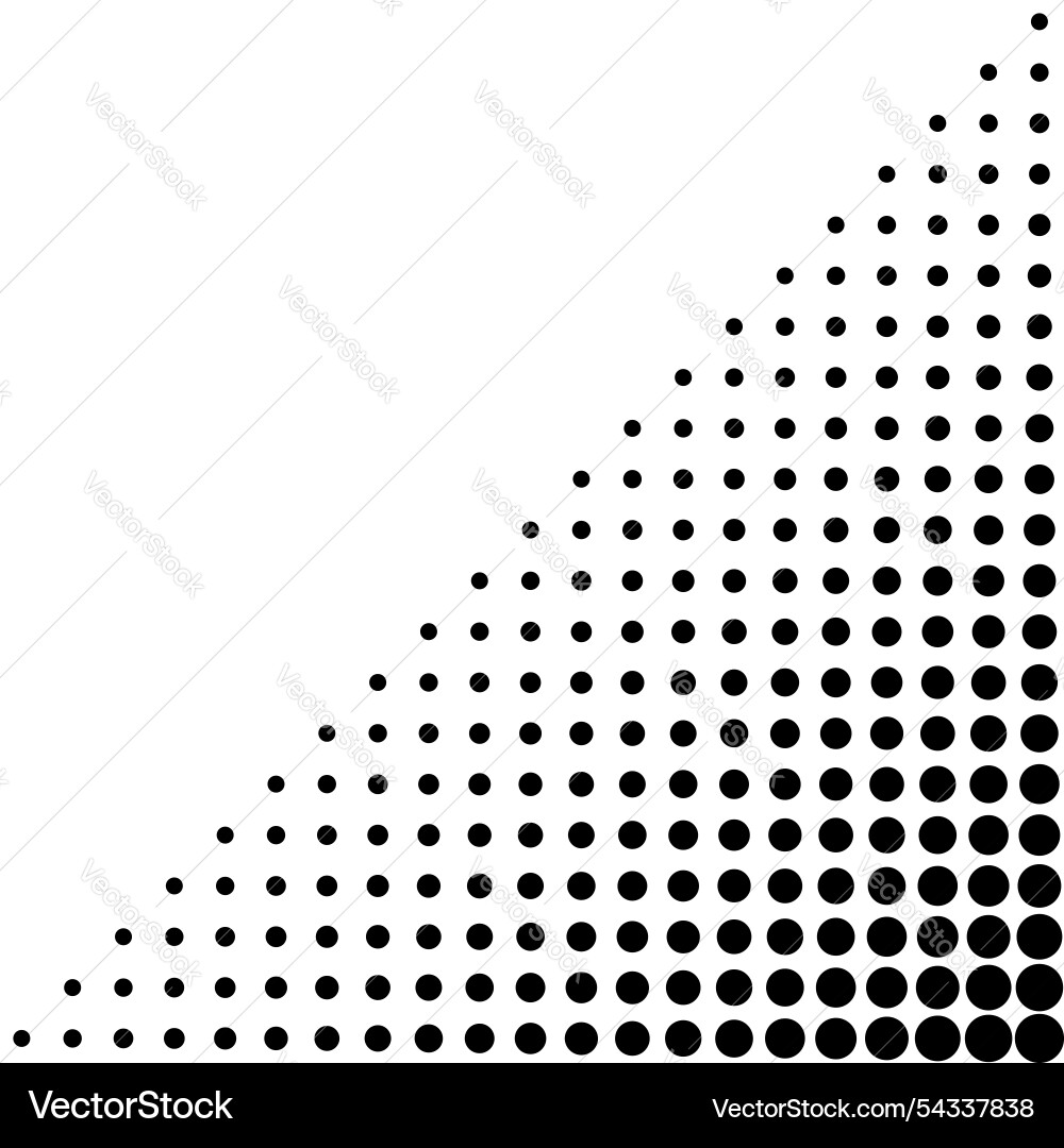 Halftone dotted triangle corner isolated Vector Image