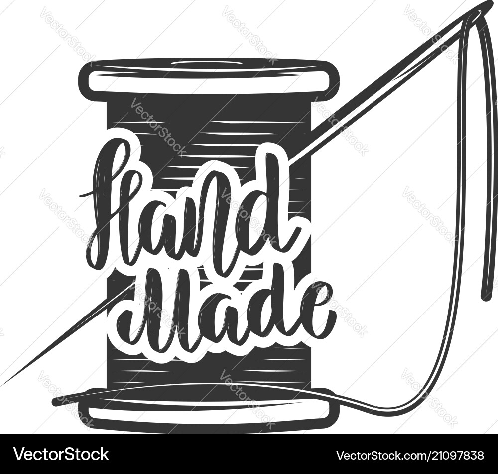 Handmade lettering phrase with coil of thread Vector Image