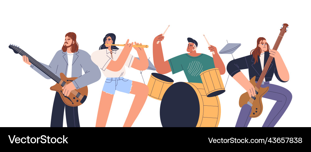 Music Band Playing Instruments Royalty Free Vector Image