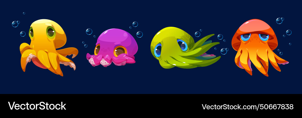 Set of octopus characters isolated on background Vector Image