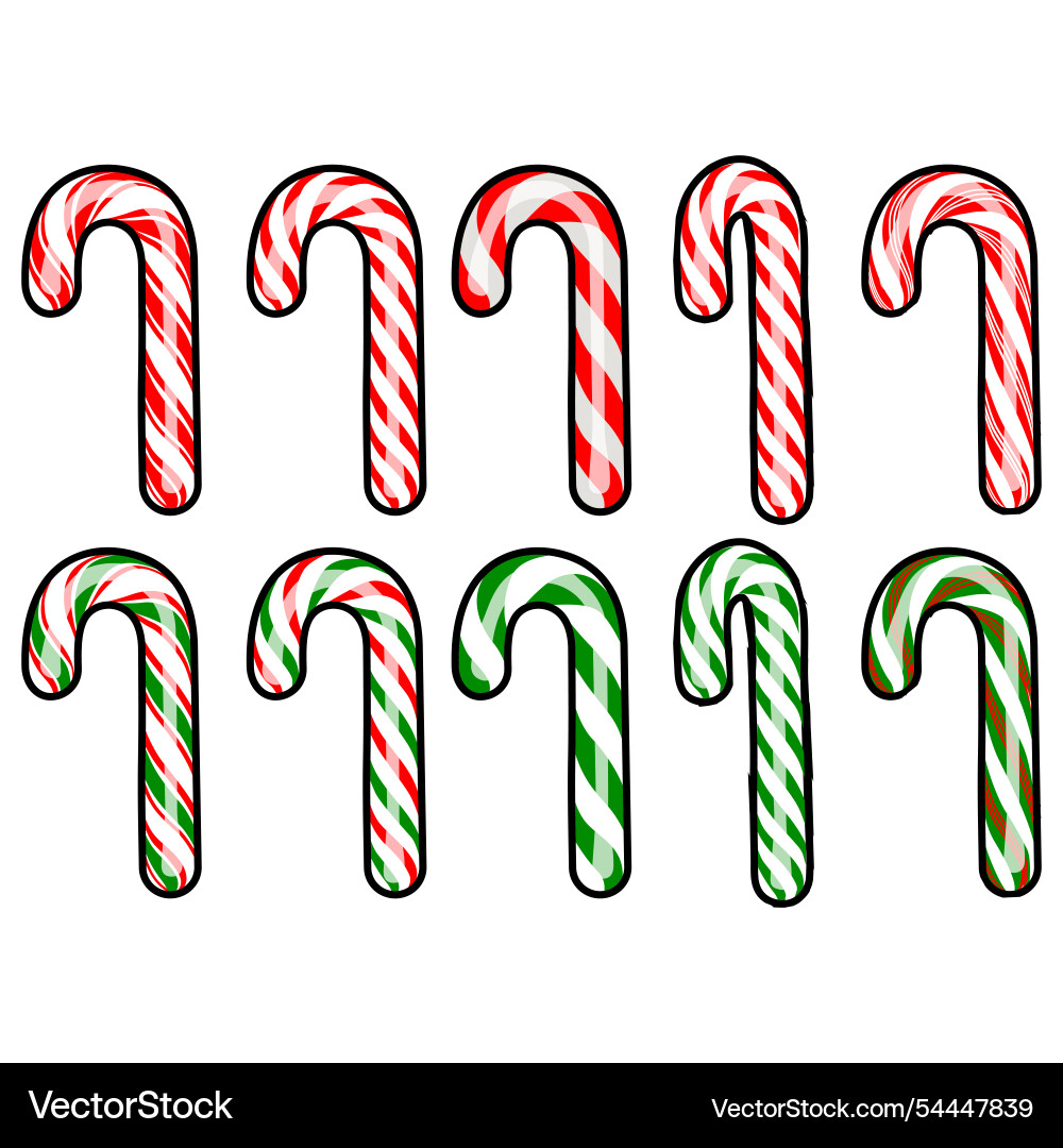 Christmas candy canes set Royalty Free Vector Image
